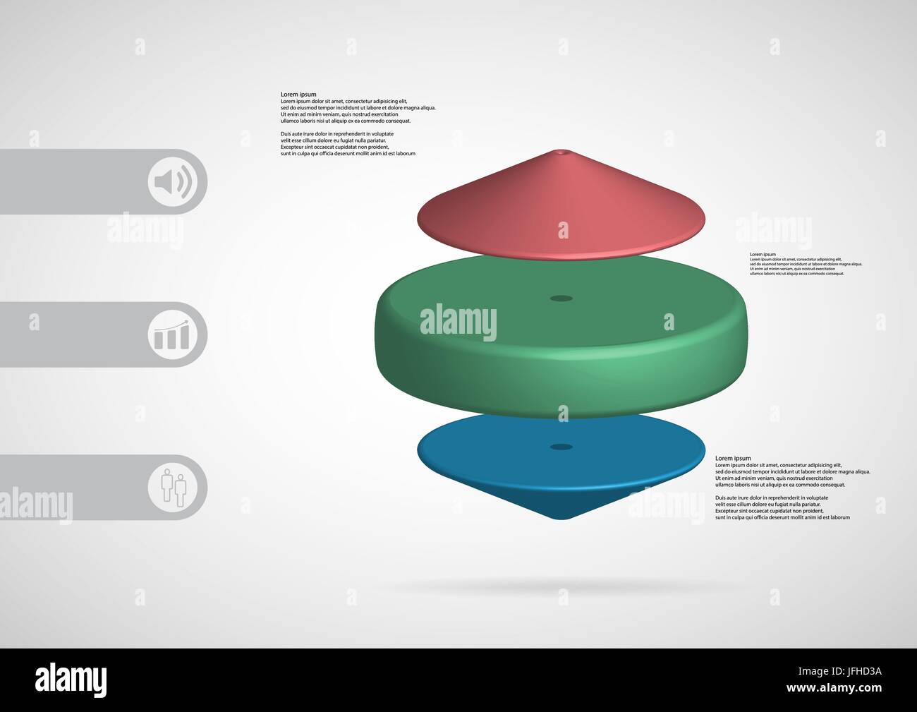 3D illustration infographic template with motif of cylinder between two ...