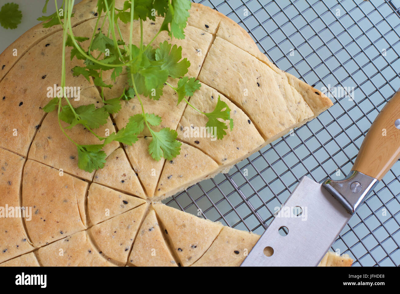 Ethiopian bread and coriander Stock Photo - Alamy