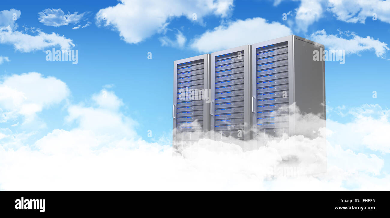 Composite image of three digital grey server towers Stock Photo - Alamy