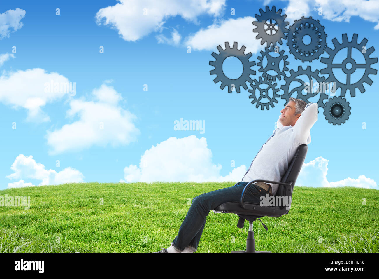 Composite image of side view of man sleeping on chair Stock Photo - Alamy