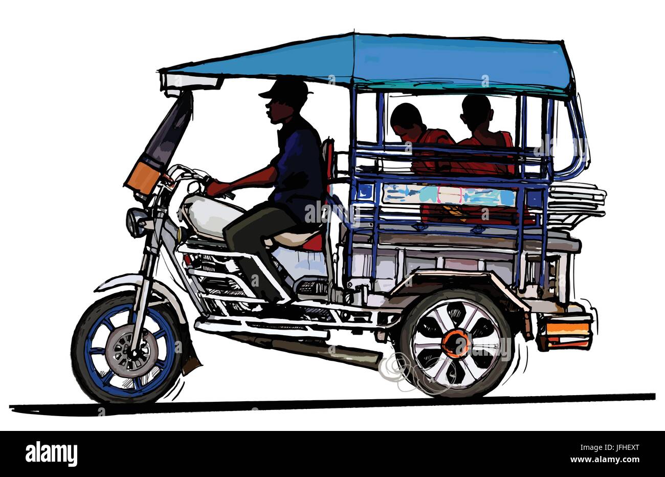 Laos motorcycle rickshaw Stock Vector Images - Alamy