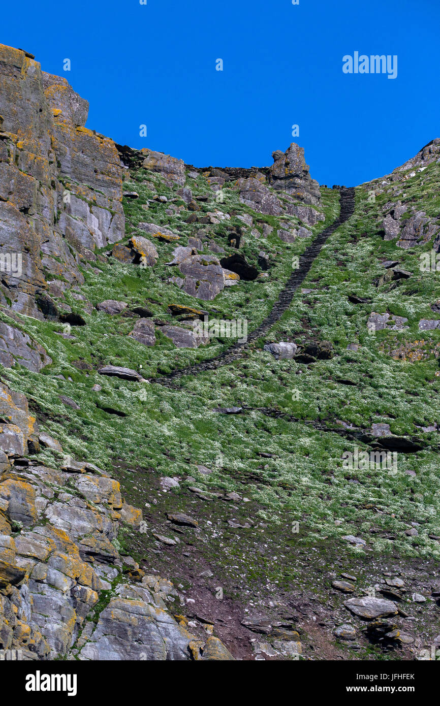Old Monks footpath on Skellig Rock (Skellig) Michael, County Kerry ...