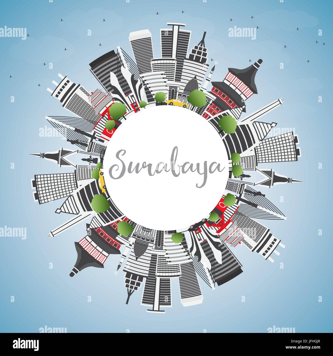 Indonesia surabaya skyline Stock Vector Images - Alamy