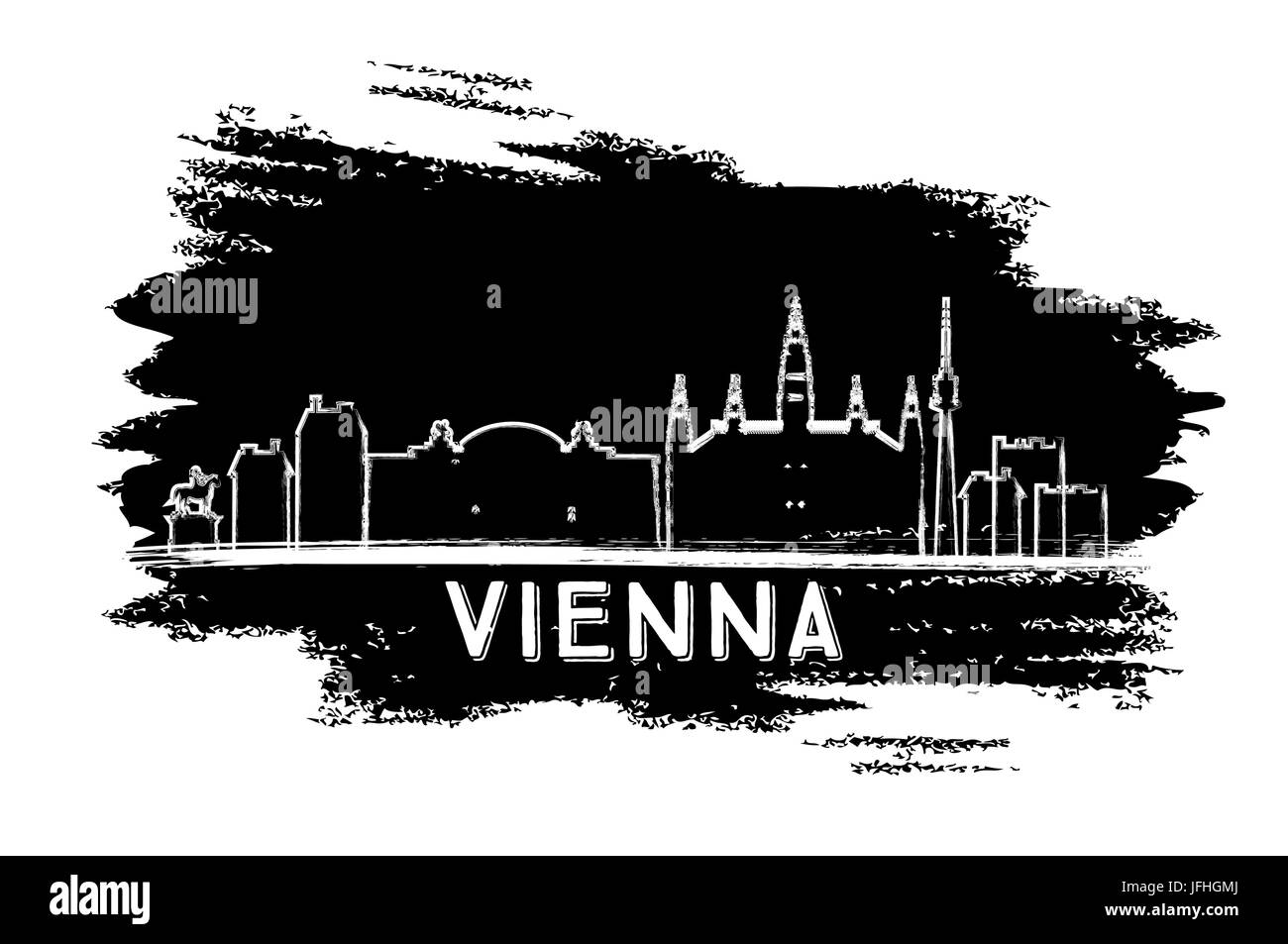 Vienna Skyline Silhouette. Hand Drawn Sketch. Vector Illustration ...