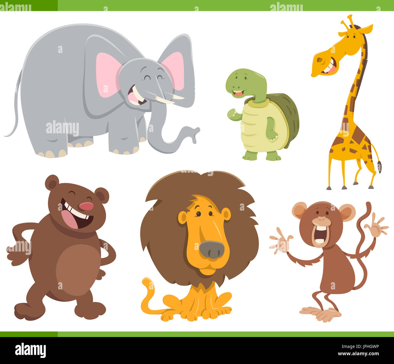 cute animals cartoon set illustration Stock Photo - Alamy