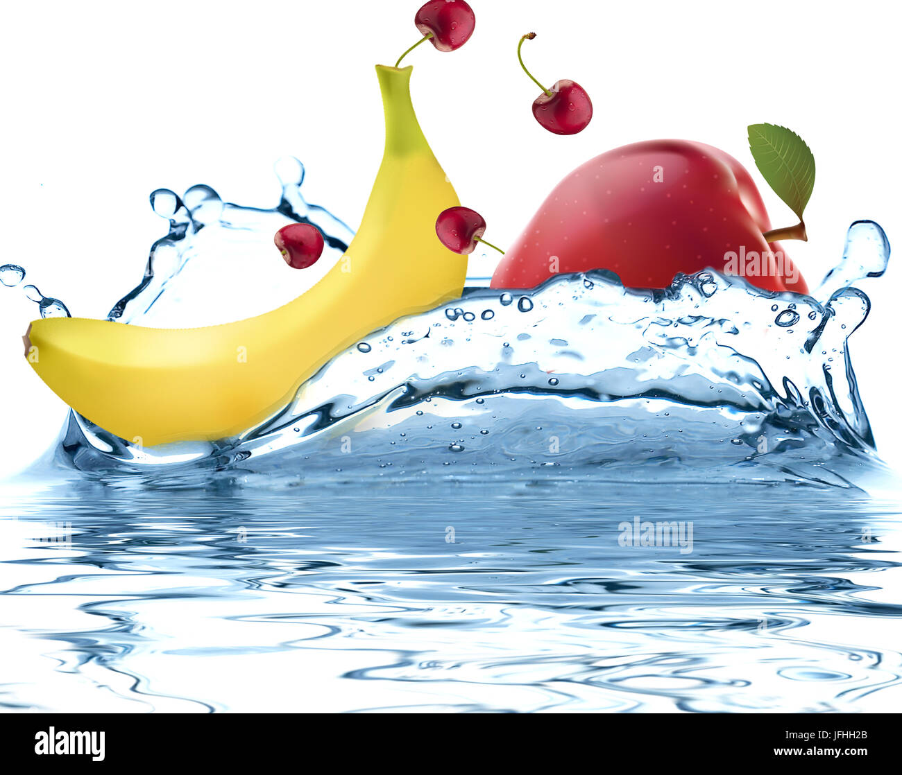 Fruit splashing on water Stock Photo - Alamy