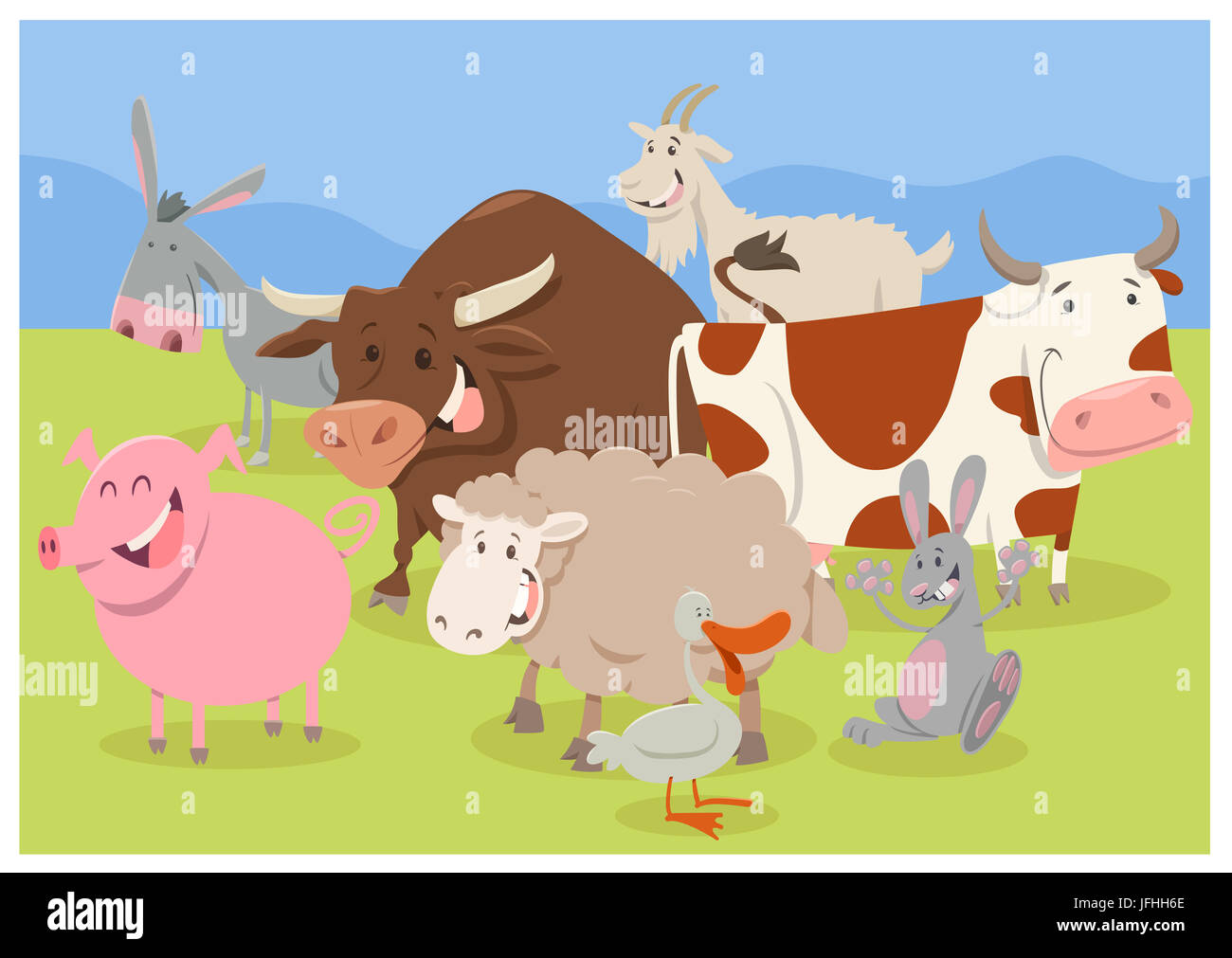 cute farm animal characters Stock Photo - Alamy