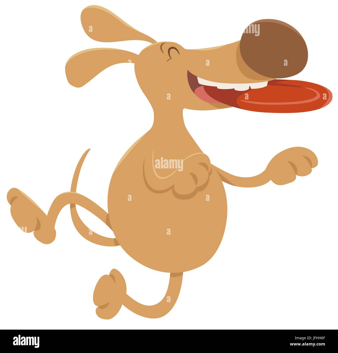 dog with frisbee cartoon character Stock Photo - Alamy