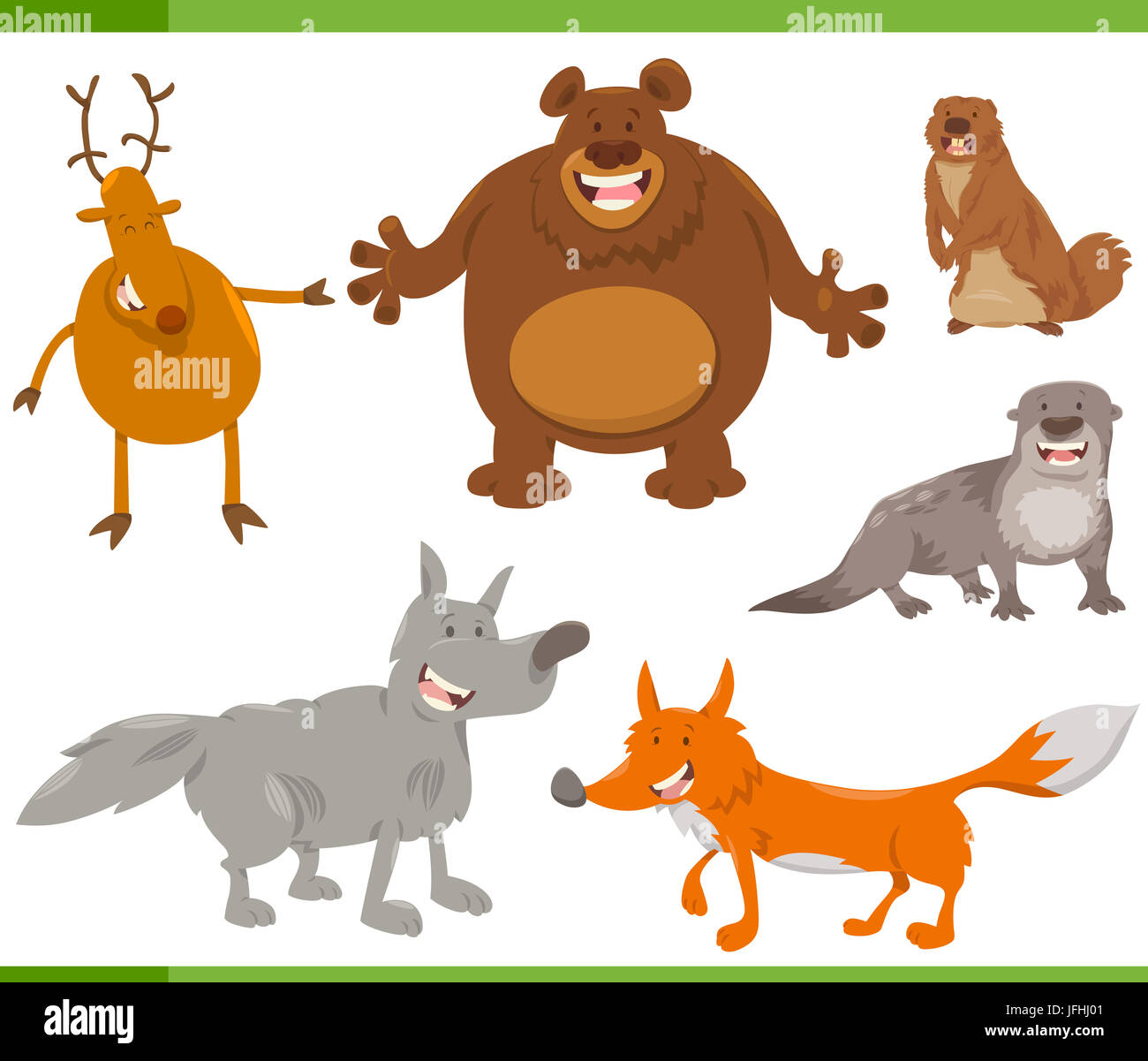 happy wild animal characters set Stock Photo - Alamy