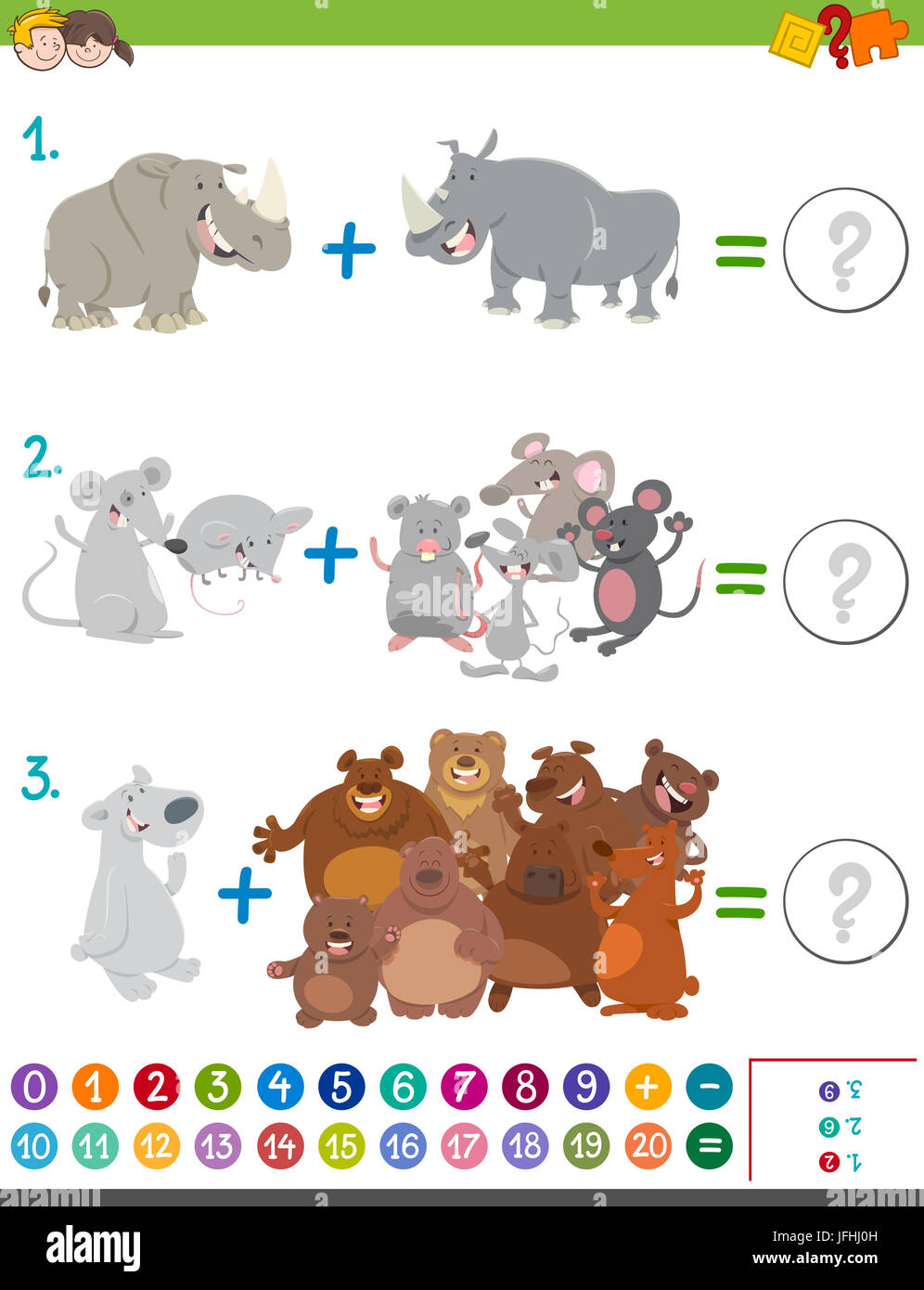 addition maths game with animals Stock Photo - Alamy