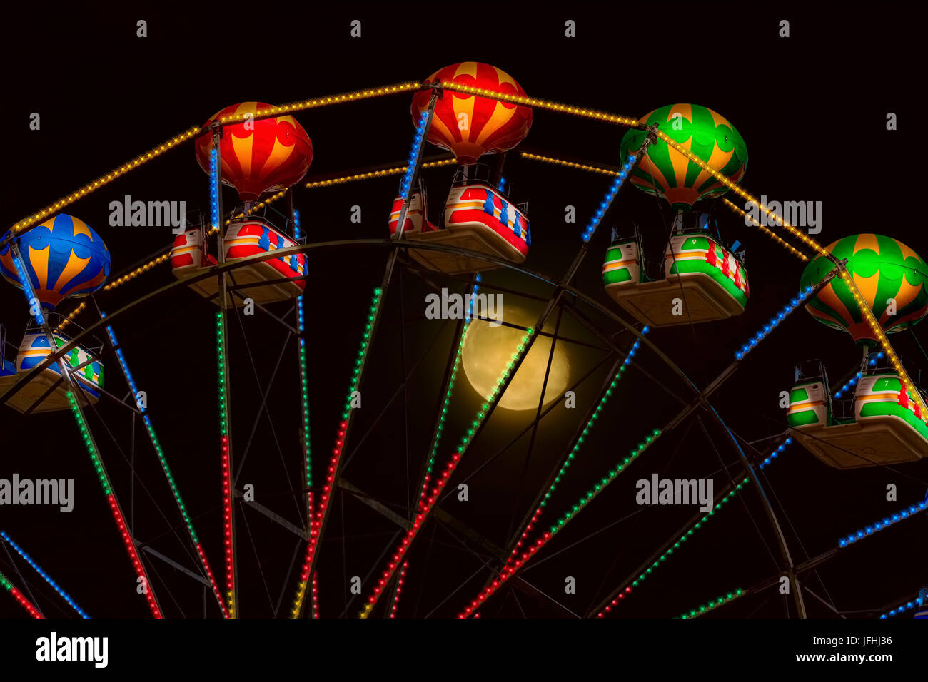 Ferris Wheel at Night Stock Photo - Alamy