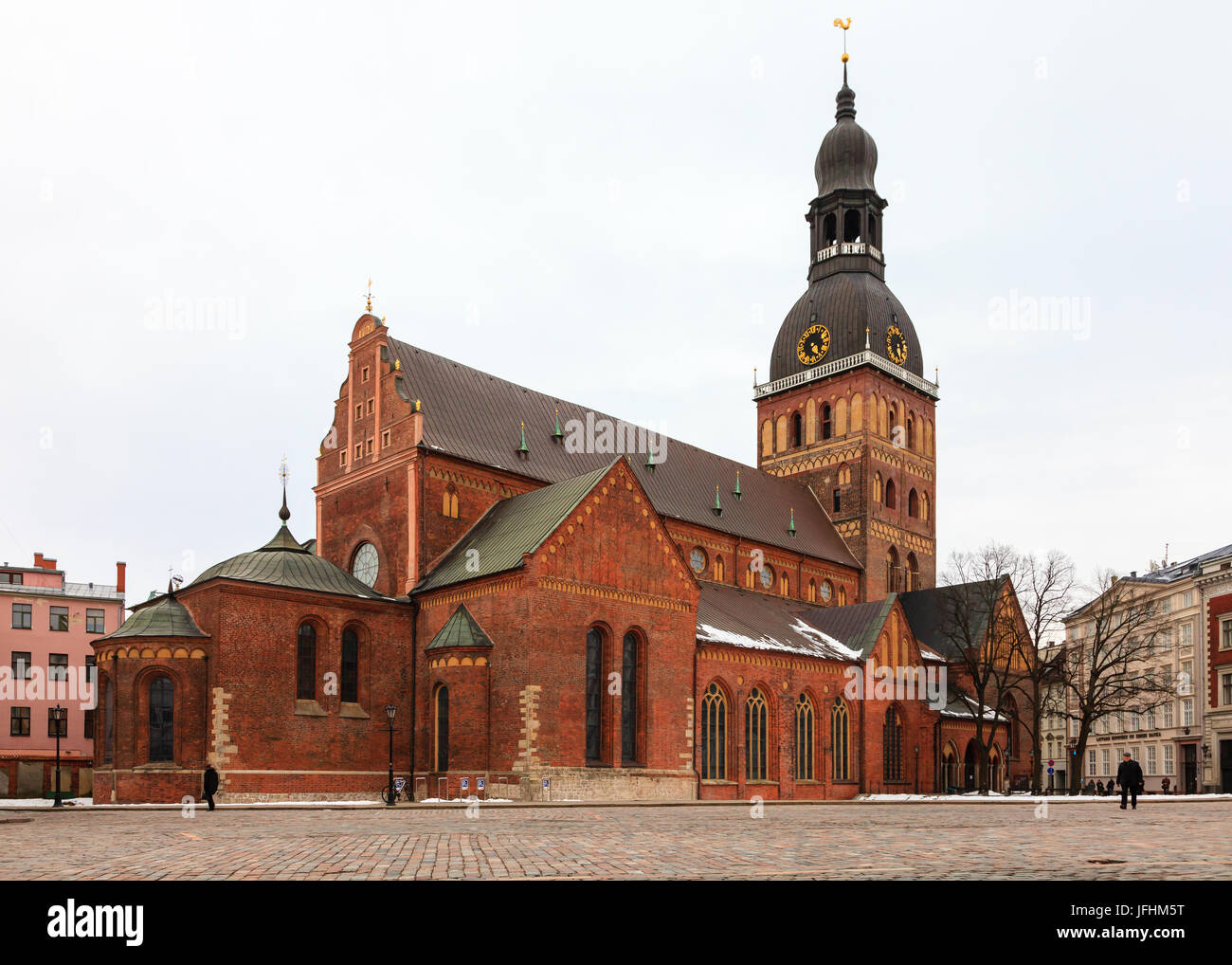 Dome Cathedral at the edge of Dome Square in Riga, Latvia. The church ...