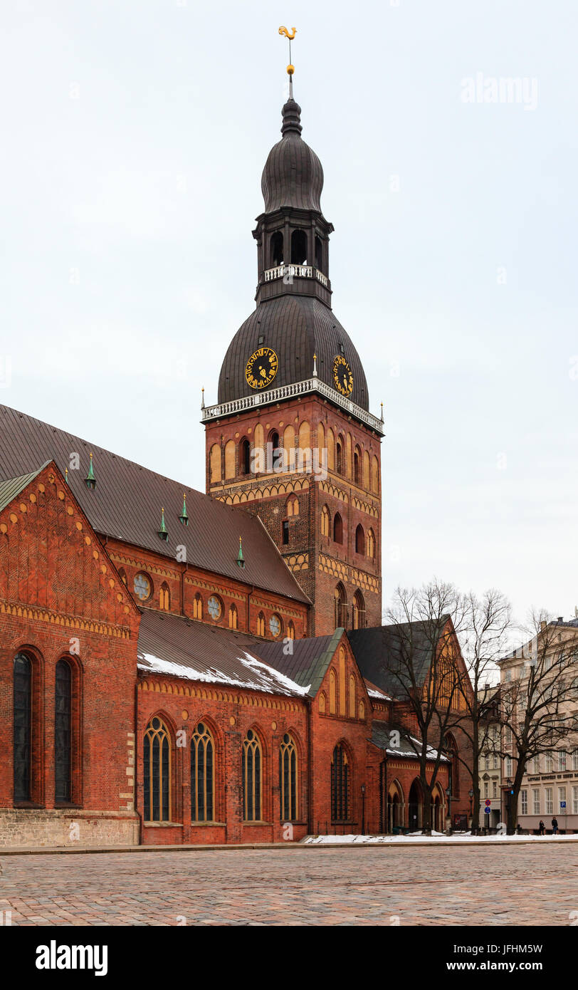 Dome Cathedral at the edge of Dome Square in Riga, Latvia. The church ...