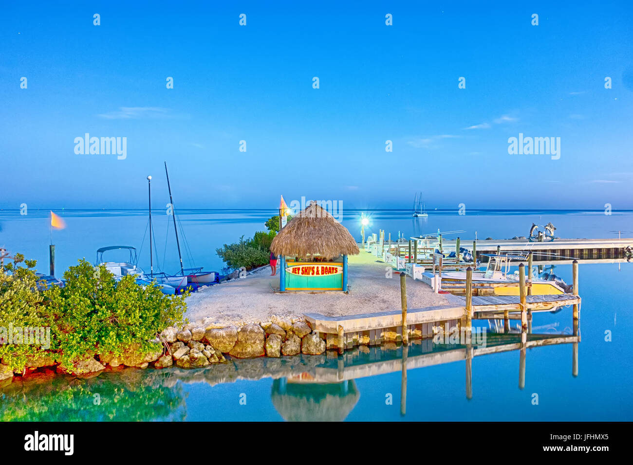 Florida Keys fishing boats in turquoise tropical blue water Stock Photo ...