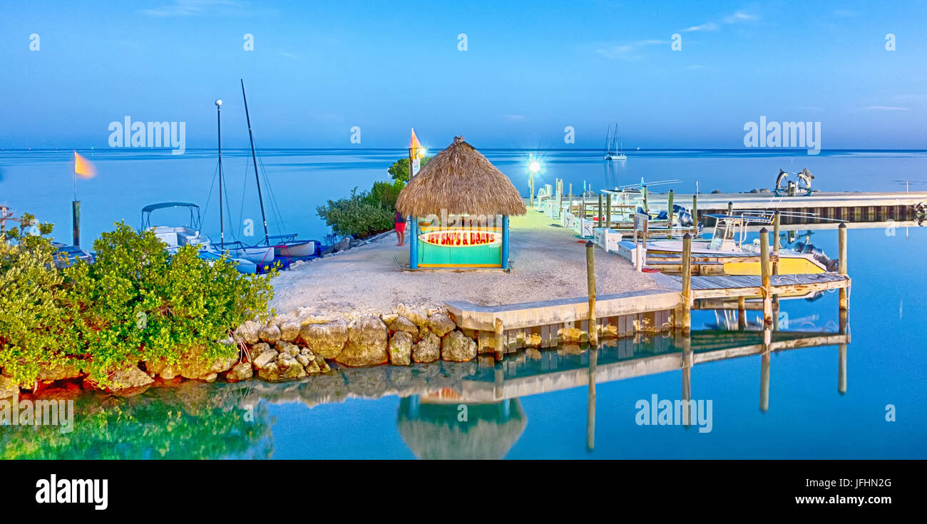 Florida Keys fishing boats in turquoise tropical blue water Stock Photo ...