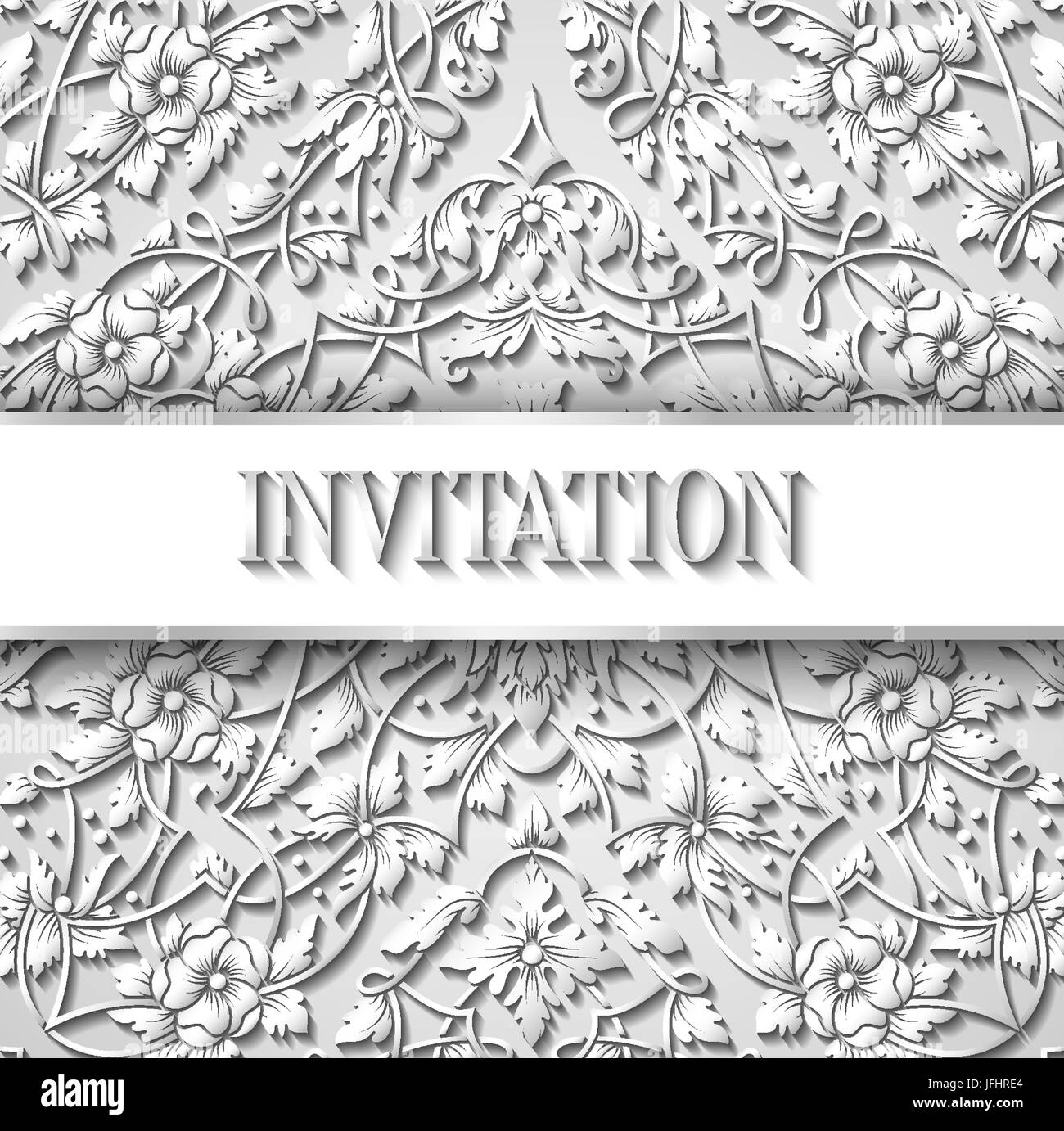 Cutout paper invitation card with intricate design, paper lace ...