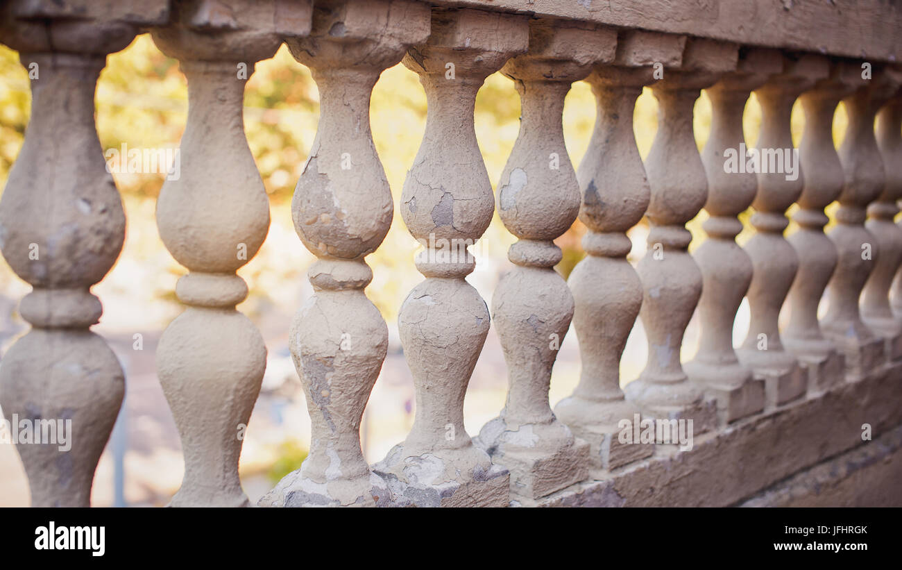 Column of concrete partitions on the terrace in an Italian apartment ...