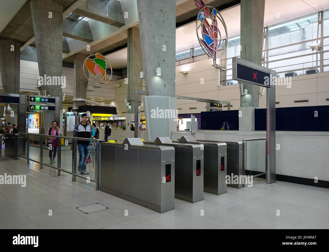 Hong Kong - Mar 31, 2017. Entrance gates at subway station in Hong Kong ...