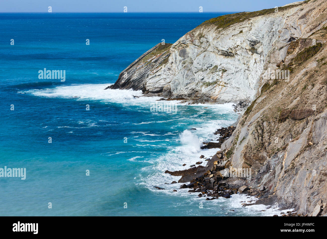 Summer ocean coastline view in Barrika town (Spain Stock Photo - Alamy