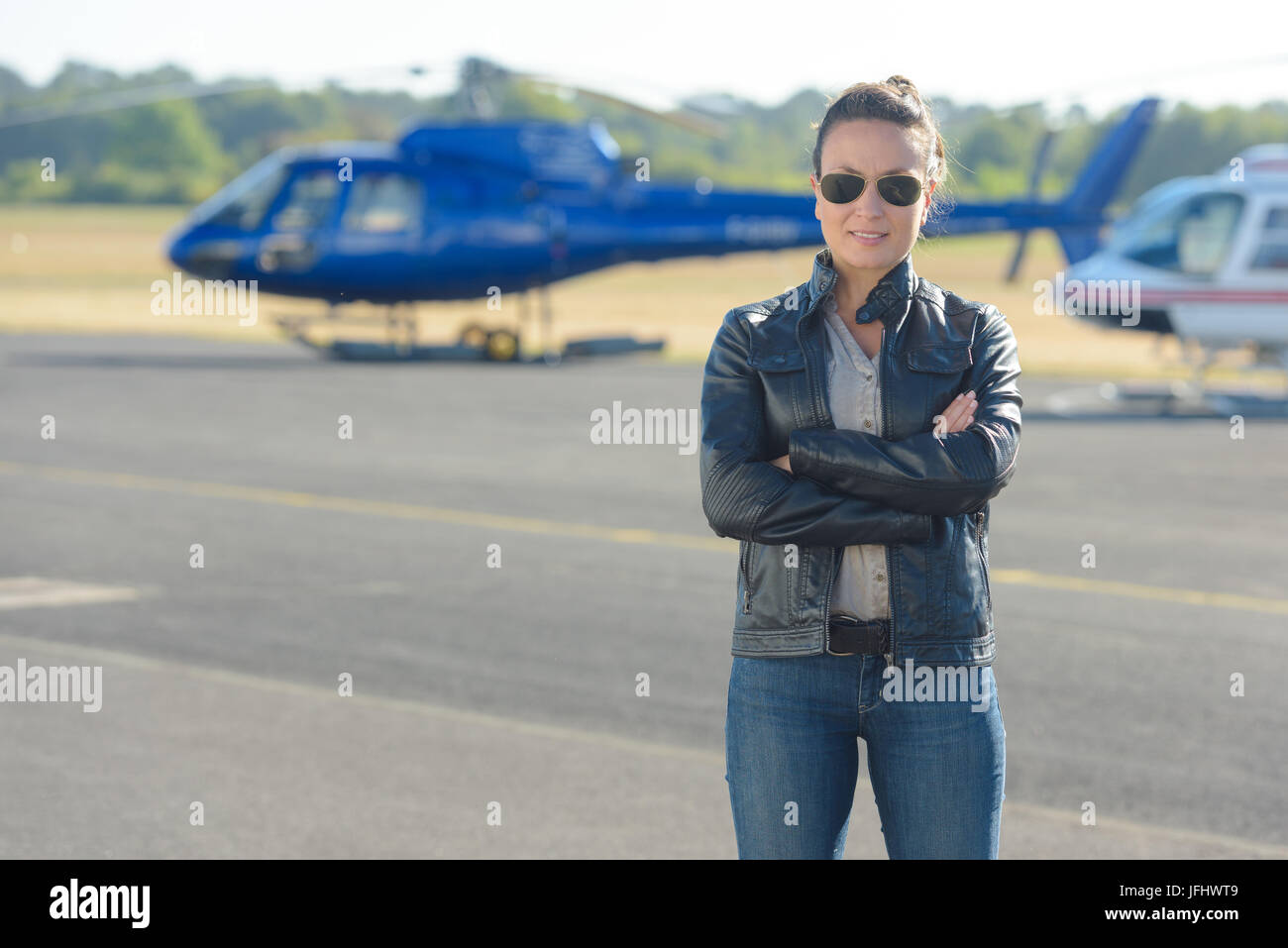 woman and helicopters Stock Photo - Alamy
