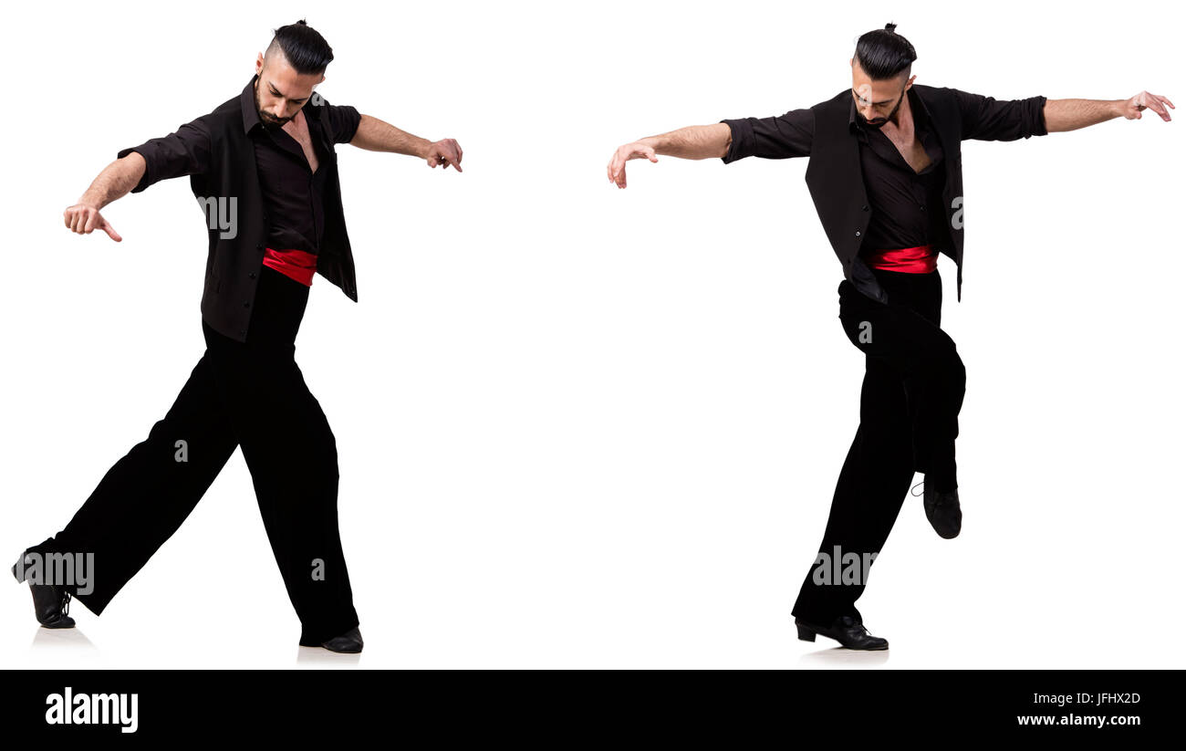 The spanish dancer in various poses on white Stock Photo - Alamy