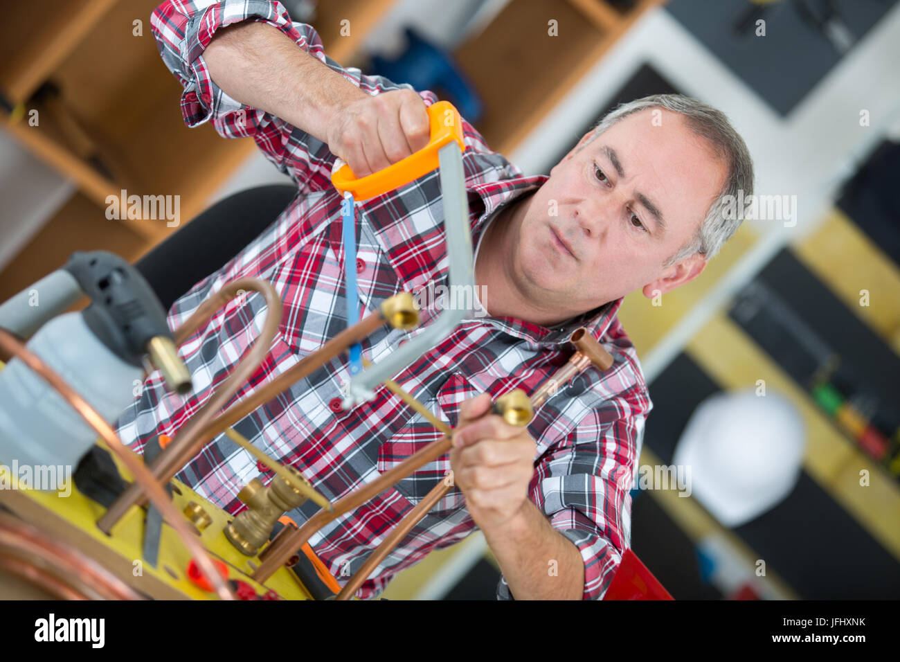 cutting the pipe Stock Photo - Alamy