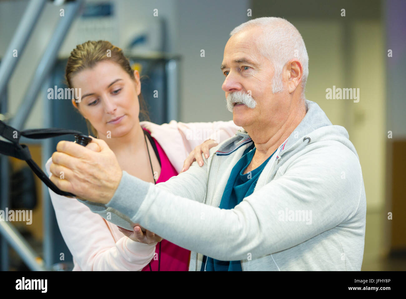 Senior caucasian man guiding hi-res stock photography and images - Alamy