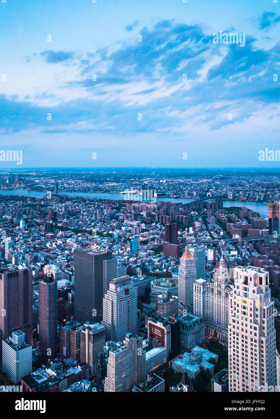 Manhattan dusk aerial hi-res stock photography and images - Alamy
