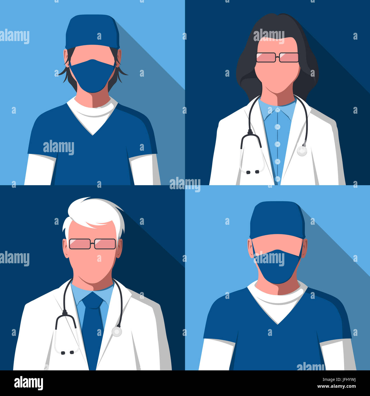 Male and female silhouettes of medical workers for user profile picture ...