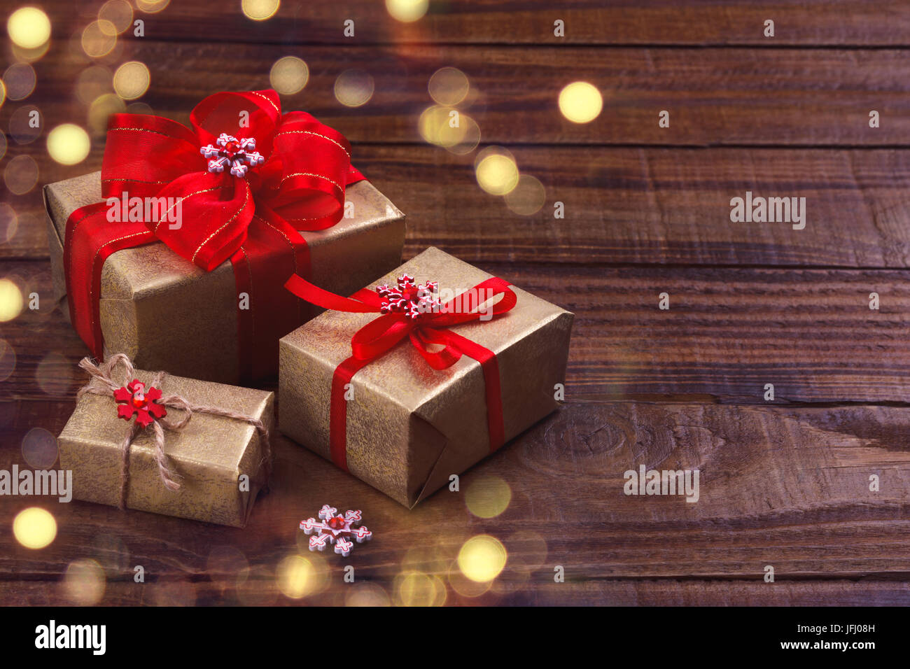 Christmas golden gift box Stock Photo - Alamy