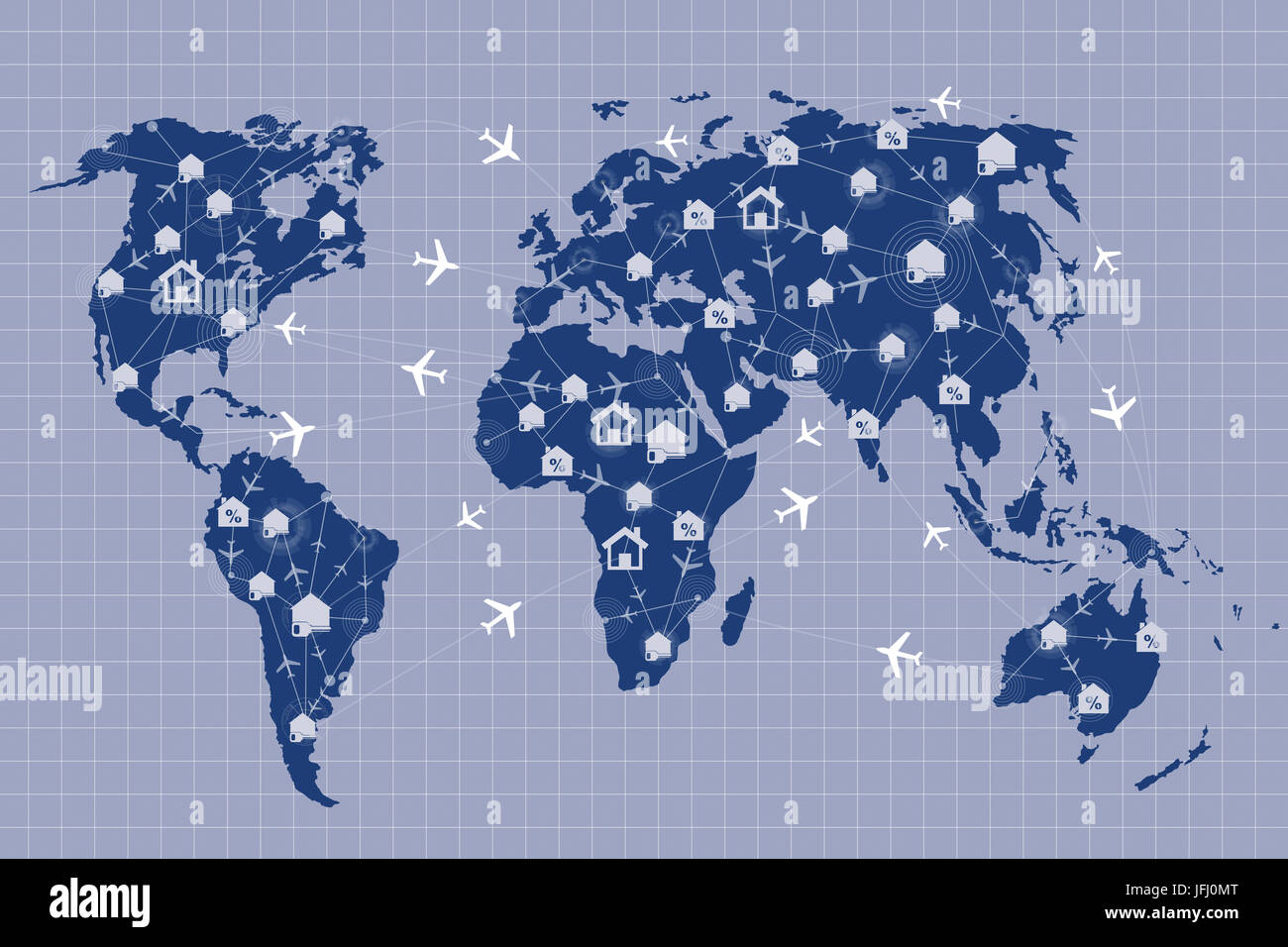 World map in hotel and flight booking concept Stock Photo - Alamy