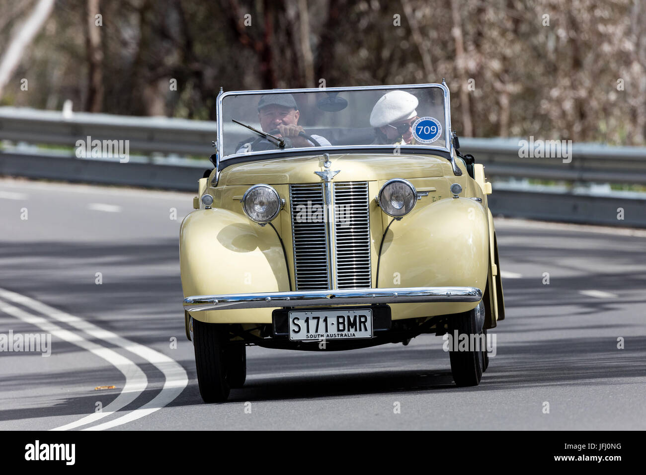 Vintage 1947 Austin Austin 8 Tourer driving on country roads near the ...