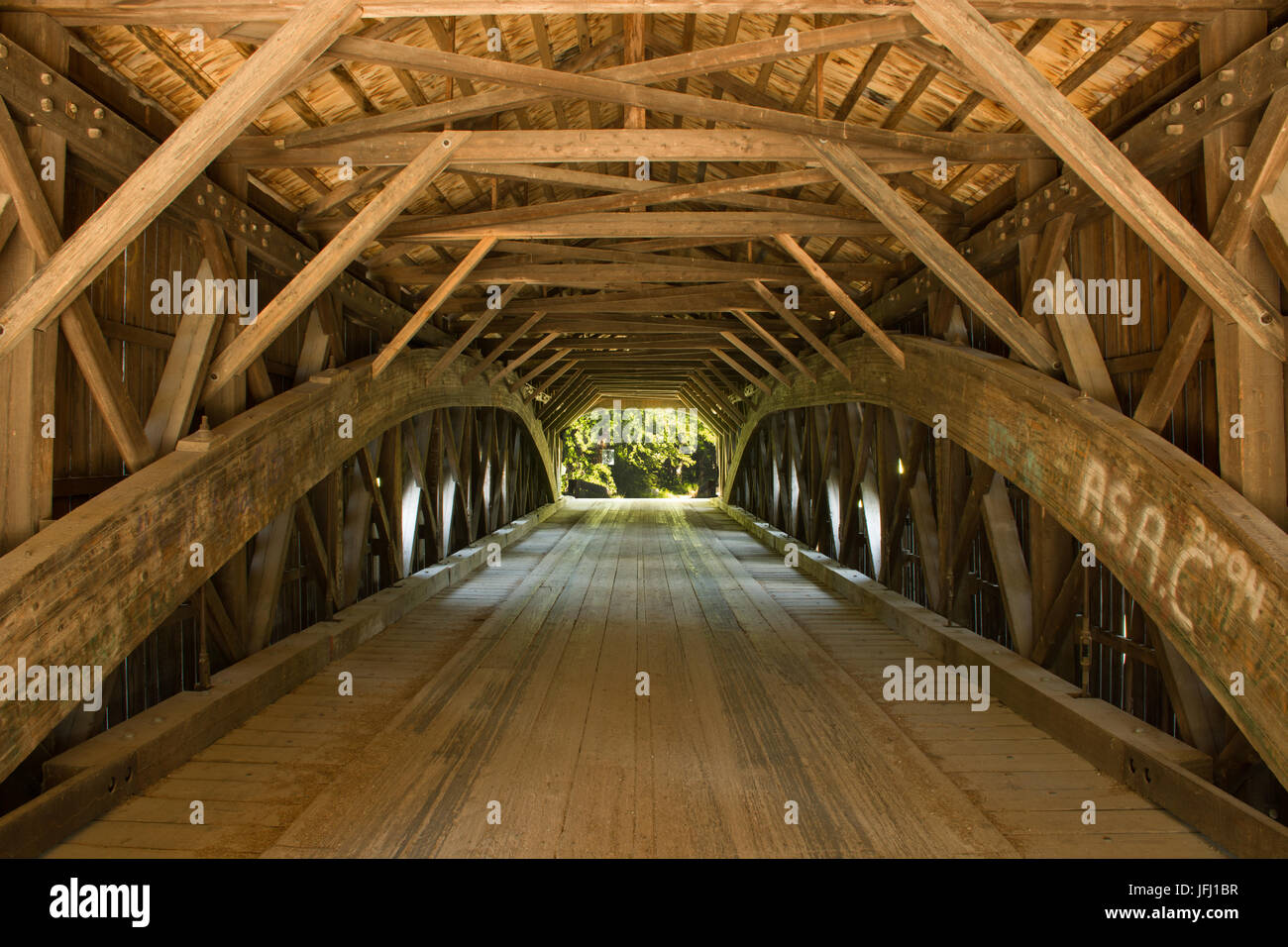 Hemlock Bridge, built in 1857, is a 109 foot Paddleford truss ...