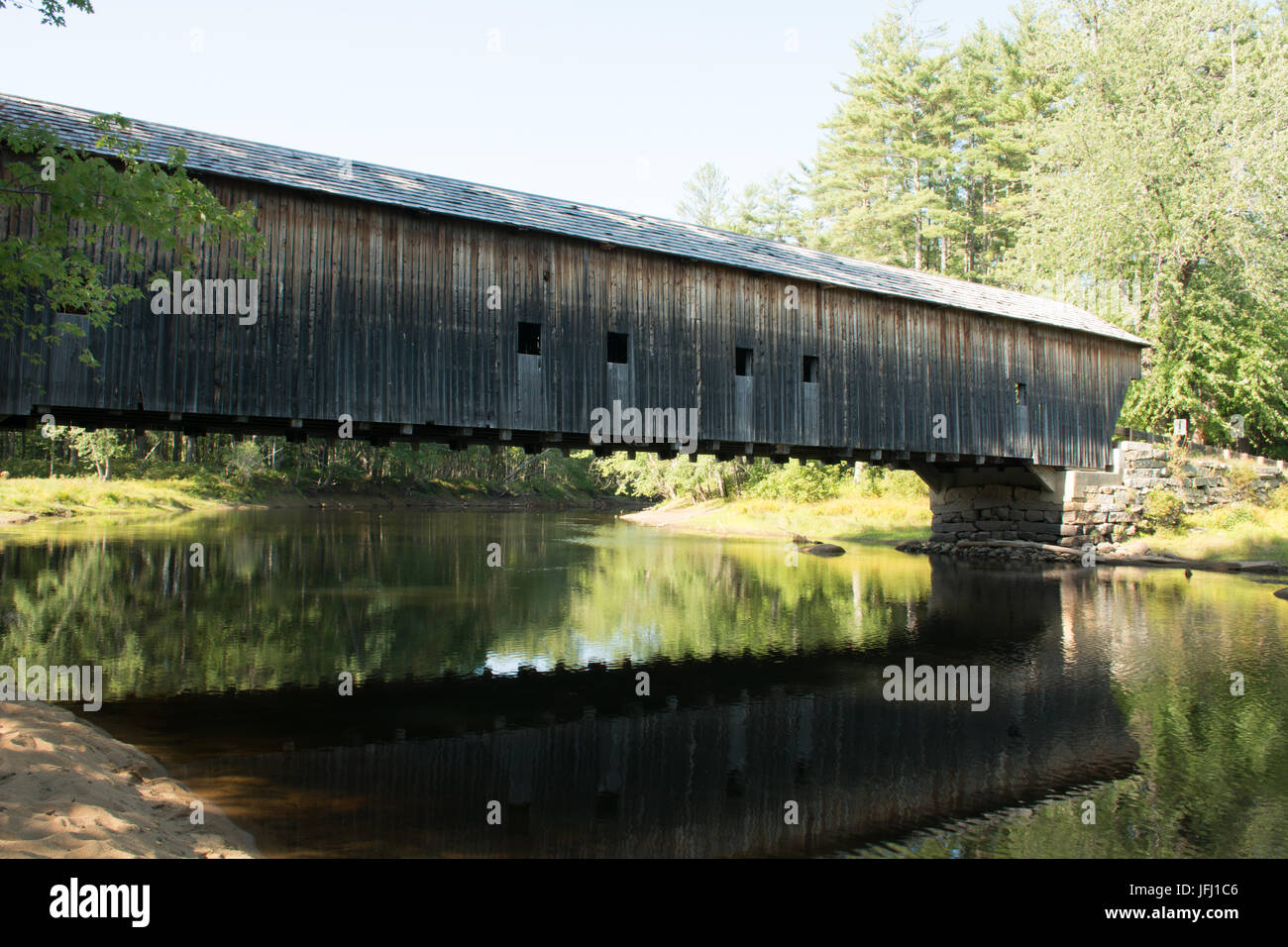 Hemlock Bridge, built in 1857, is a 109 foot Paddleford truss ...
