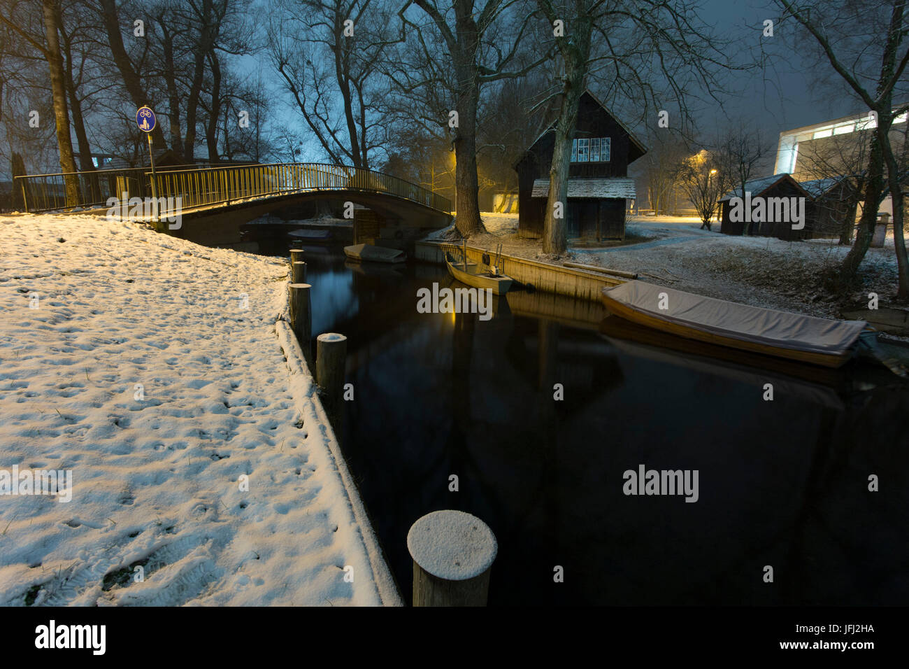 Bridge about channel, house, water, lighting Stock Photo - Alamy