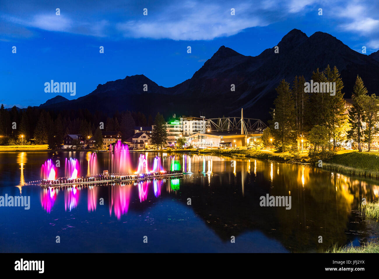 Light show on the lake at Arosa Stock Photo - Alamy