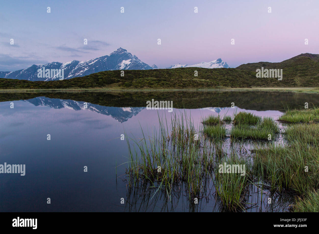 Daybreak at the mountain lake Stock Photo - Alamy