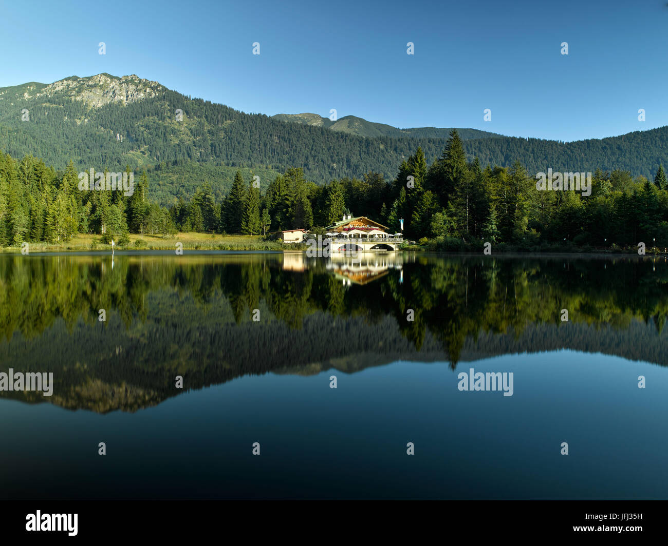 Mountain inn Pflegersee Stock Photo - Alamy