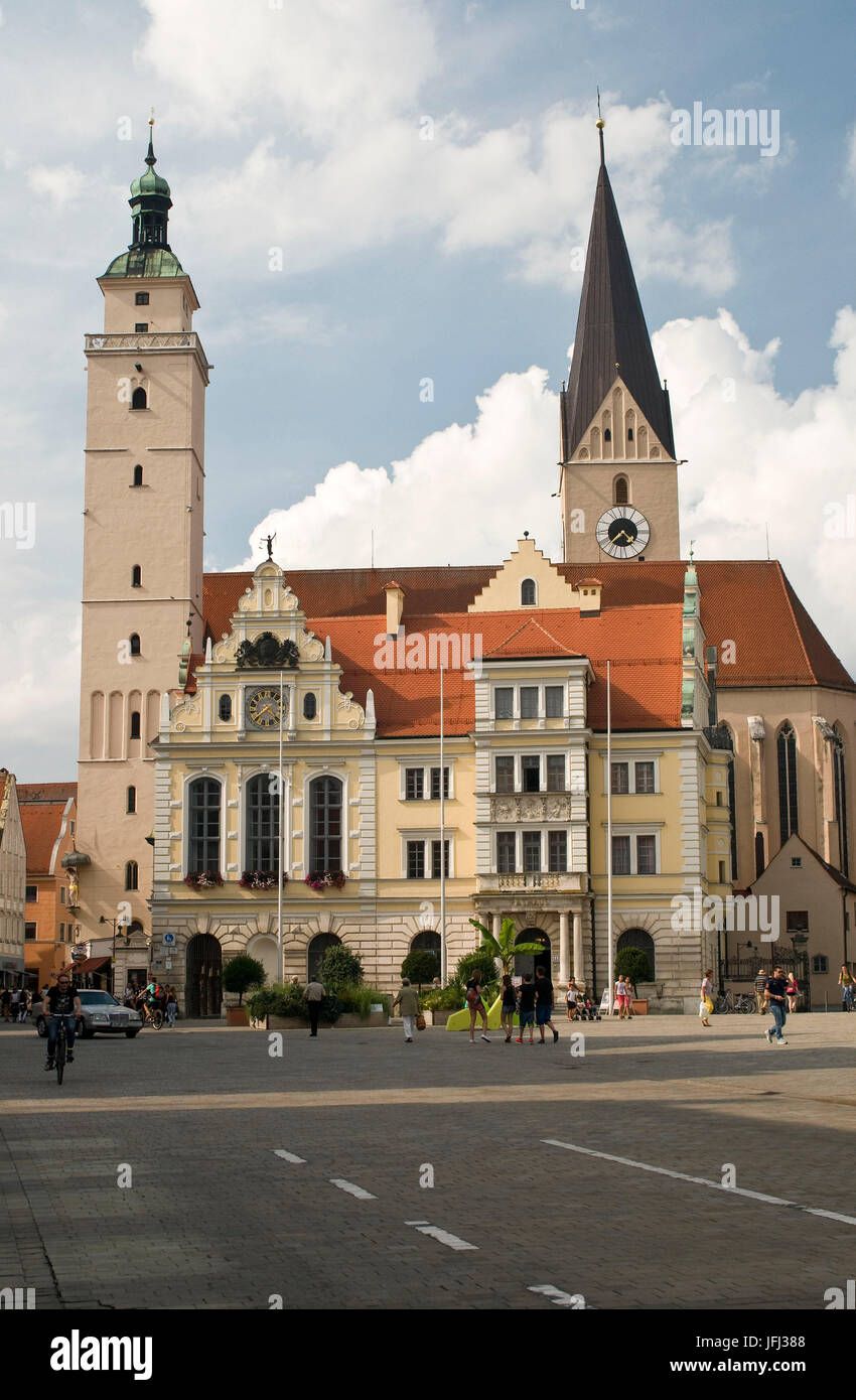 Europe, Germany, Bavaria, the Danube, Ingolstadt, city hall, builds in ...