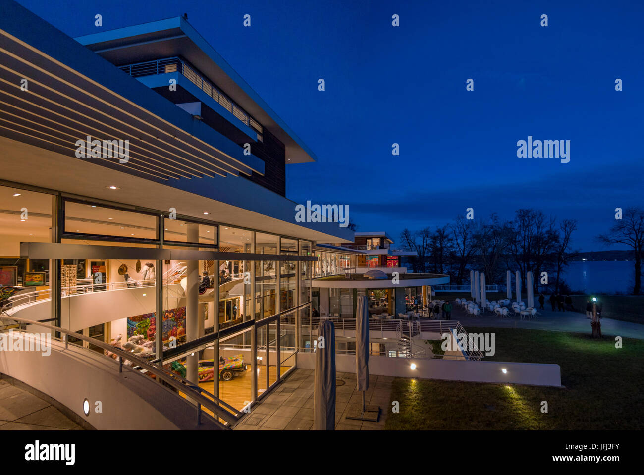 The Buchheim museum at night in Bernried at the Lake Starnberg, Bavaria ...