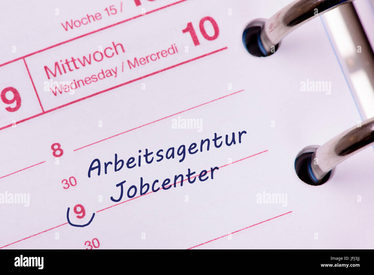 Appointment calendar with entry employment agency and job centre Stock ...