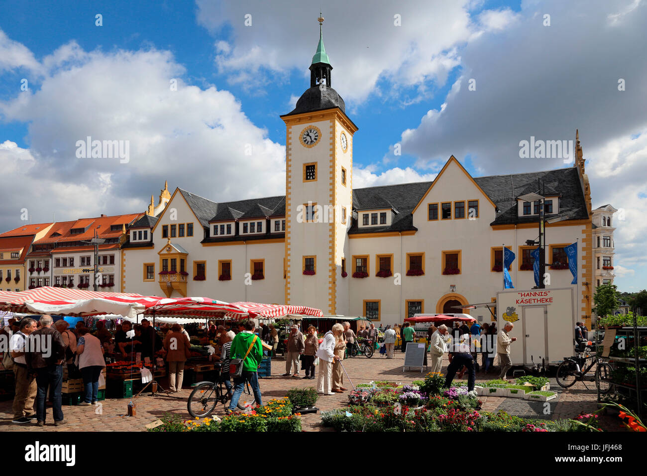 Freiberg upper market city hall Stock Photo - Alamy