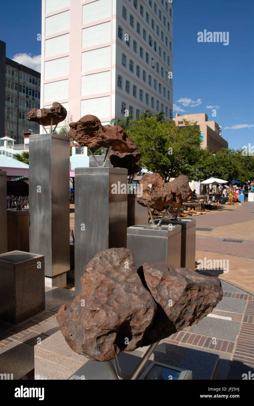 Africa, Namibia, Windhoek, centre, well with Gibeon meteorites Stock ...