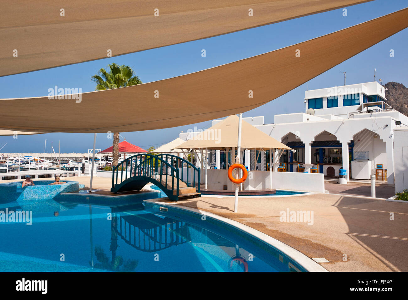 Arabia, Arabian peninsula, Sultanate of Oman, Muscat, harbour, pool ...