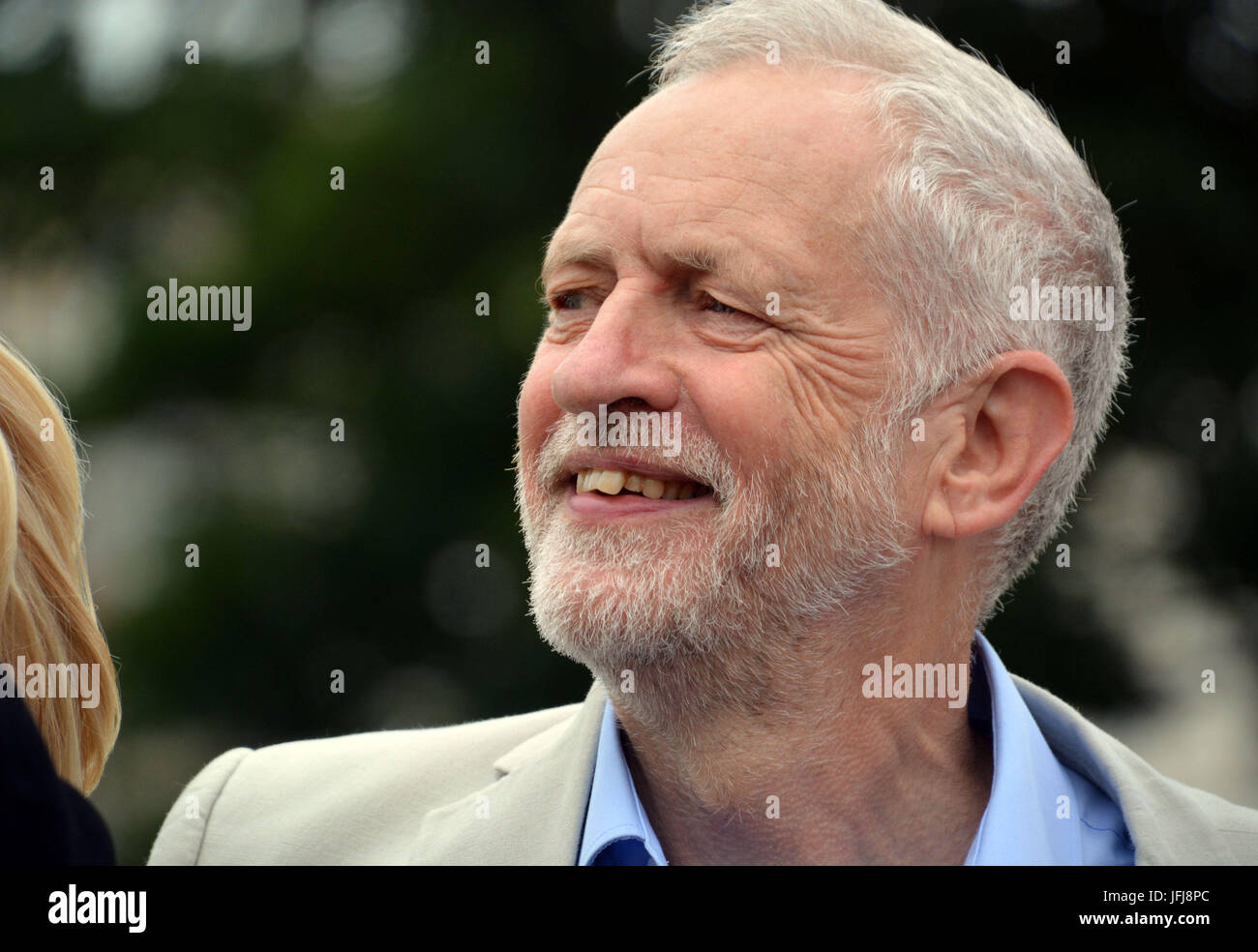 Labour leader Jeremy Corbyn addresses a rally in Warrior Square Gardens ...