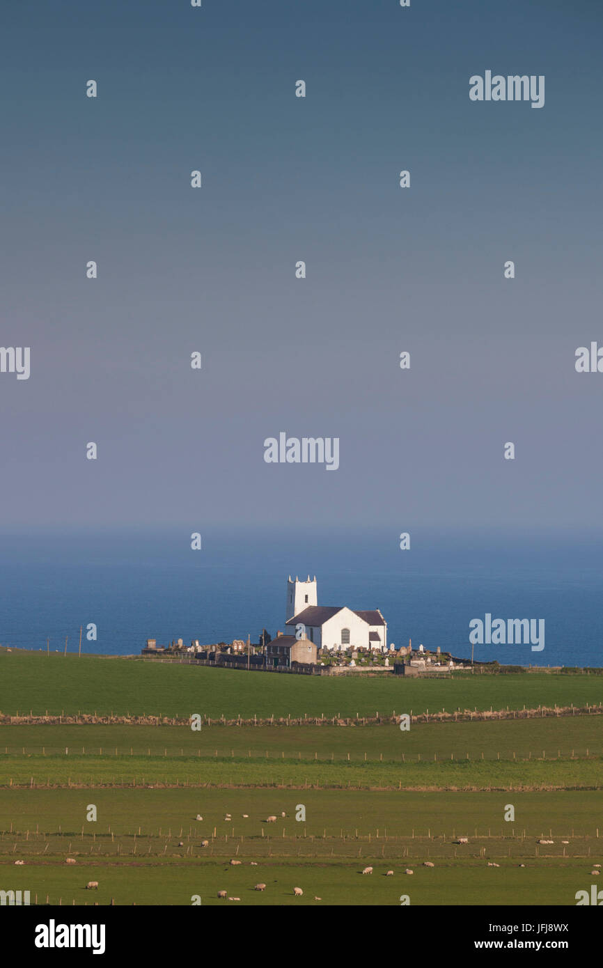 UK, Northern Ireland, County Antrim, Ballintoy, Ballintoy Church Stock ...