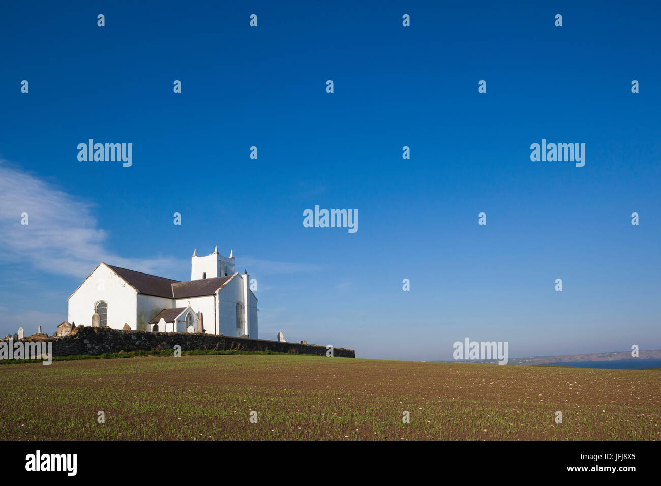 UK, Northern Ireland, County Antrim, Ballintoy, Ballintoy Church Stock ...