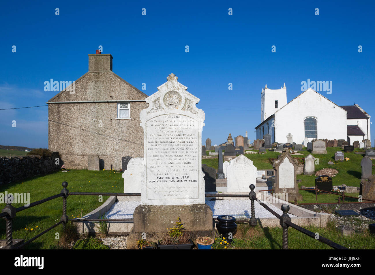 UK, Northern Ireland, County Antrim, Ballintoy, Ballintoy Church Stock ...