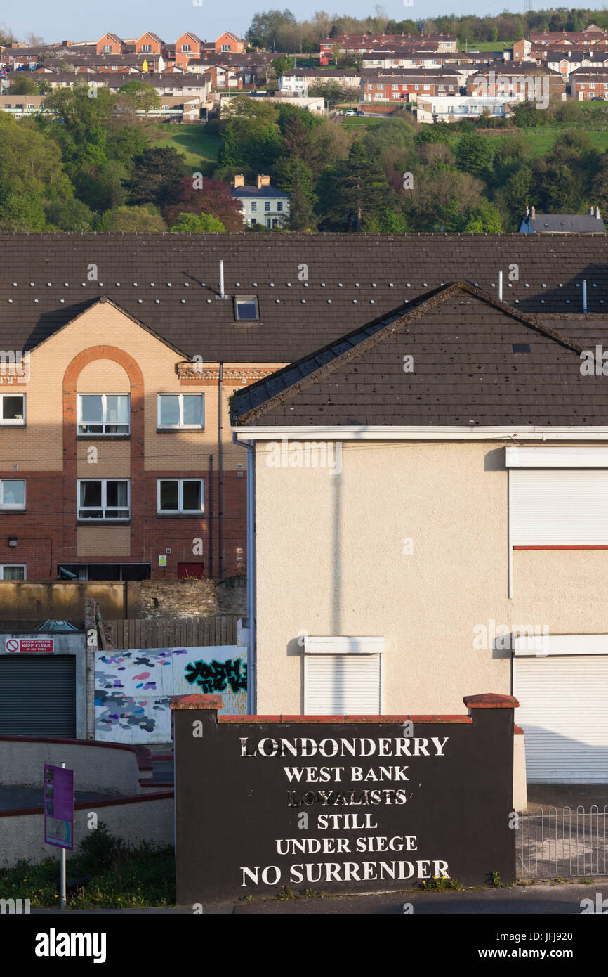 UK, Northern Ireland, County Londonderry, Derry, Unionist sign for the ...