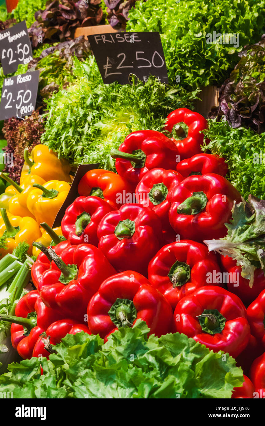 England, London, Southwark, Borough Market, Vegetable Shop Display of ...